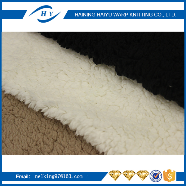 Comfortable Plain Cotton Sherpa Sheepskin Fabric 150gsm~400gsm